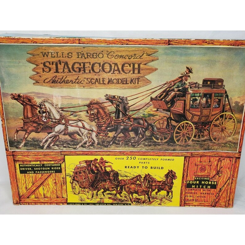 Vintage 50s Marx Wells Fargo Stagecoach Model Kit Concord Instructions ...