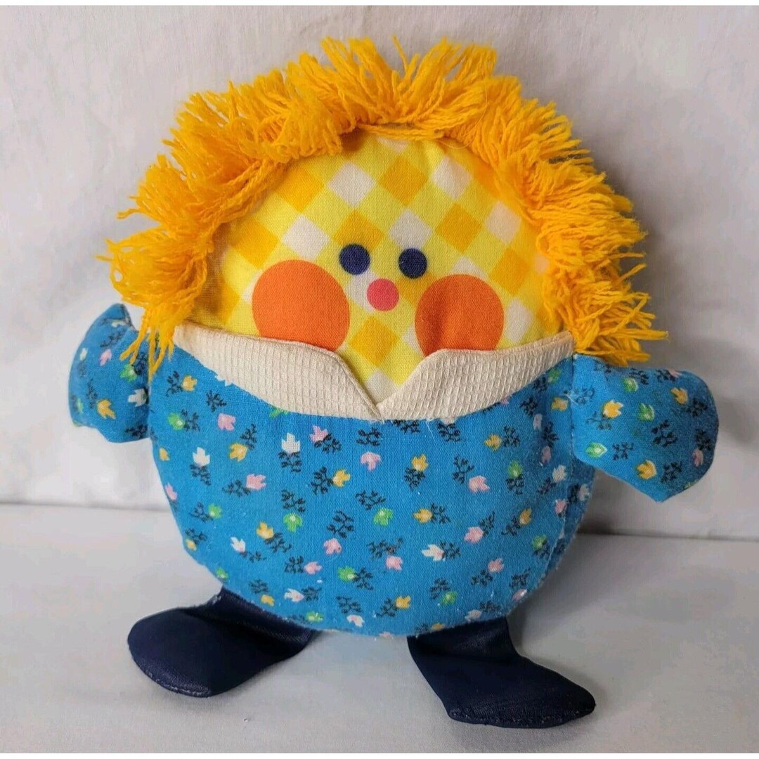 Vintage 70s Fisher Price Humpty Dumpty Doll Rattle Baby Infant Soft Toy ...