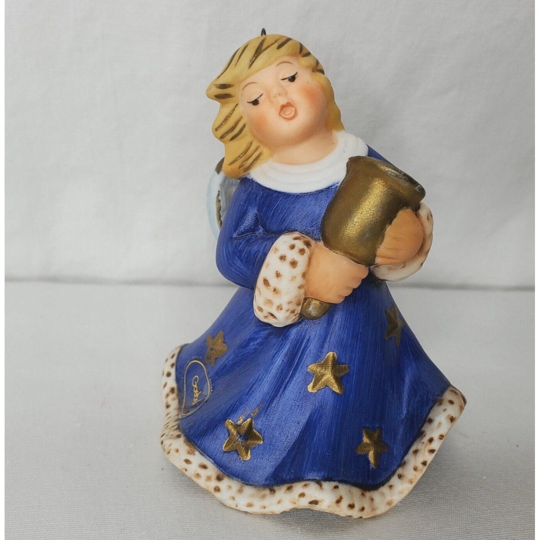 Vintage Goebel Angel Bell Ornament 1998 5th Ed Christmas Blue Gold ...