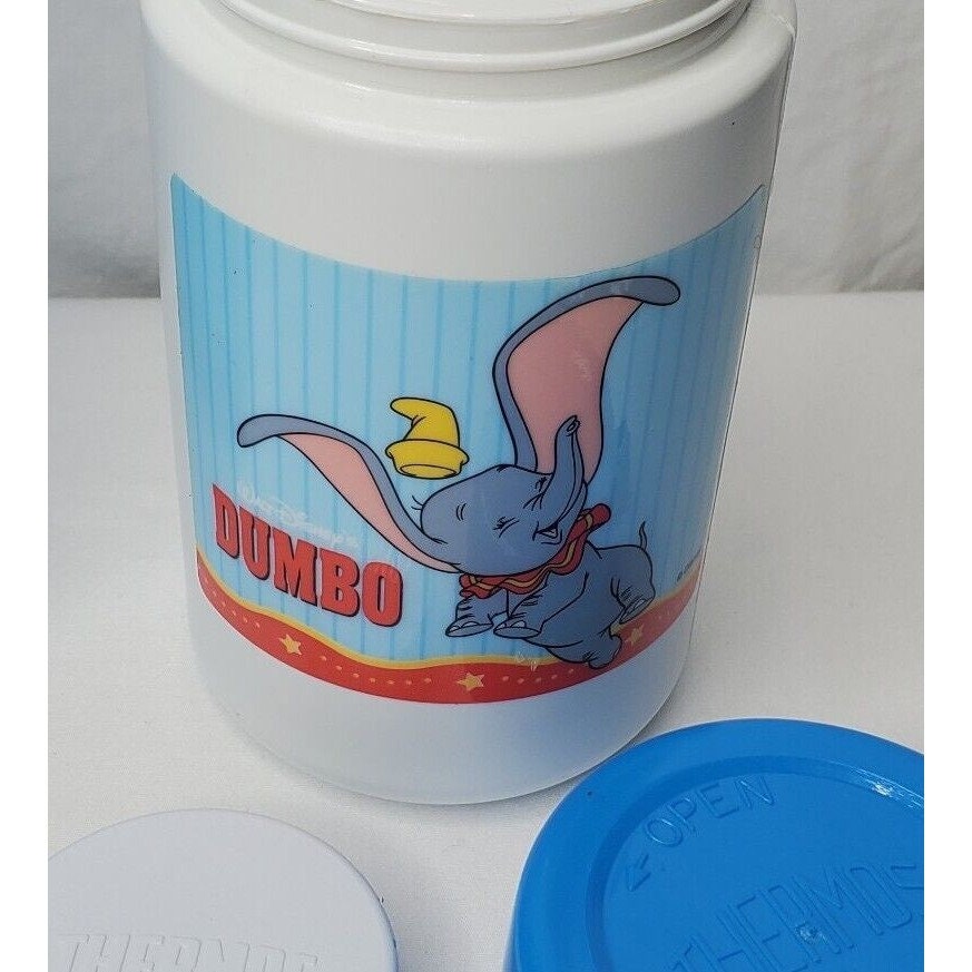 Vintage Walt Disneys Dumbo Lunch Box With Thermos 80s 90s Blue Plastic ...