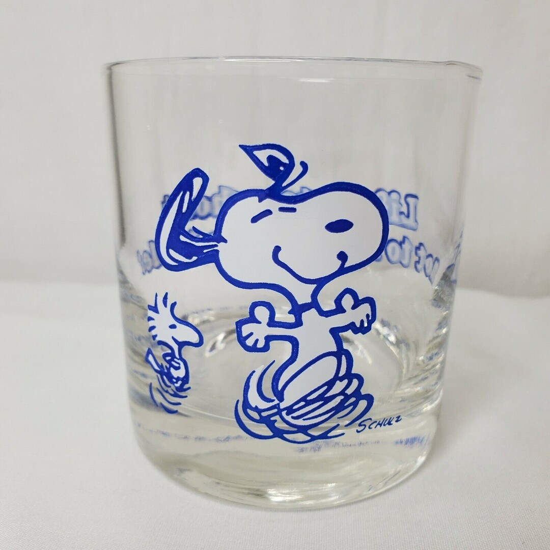 Peanuts Snoopy Low Ball Glass Life is Too Short Live It up Woodstock ...