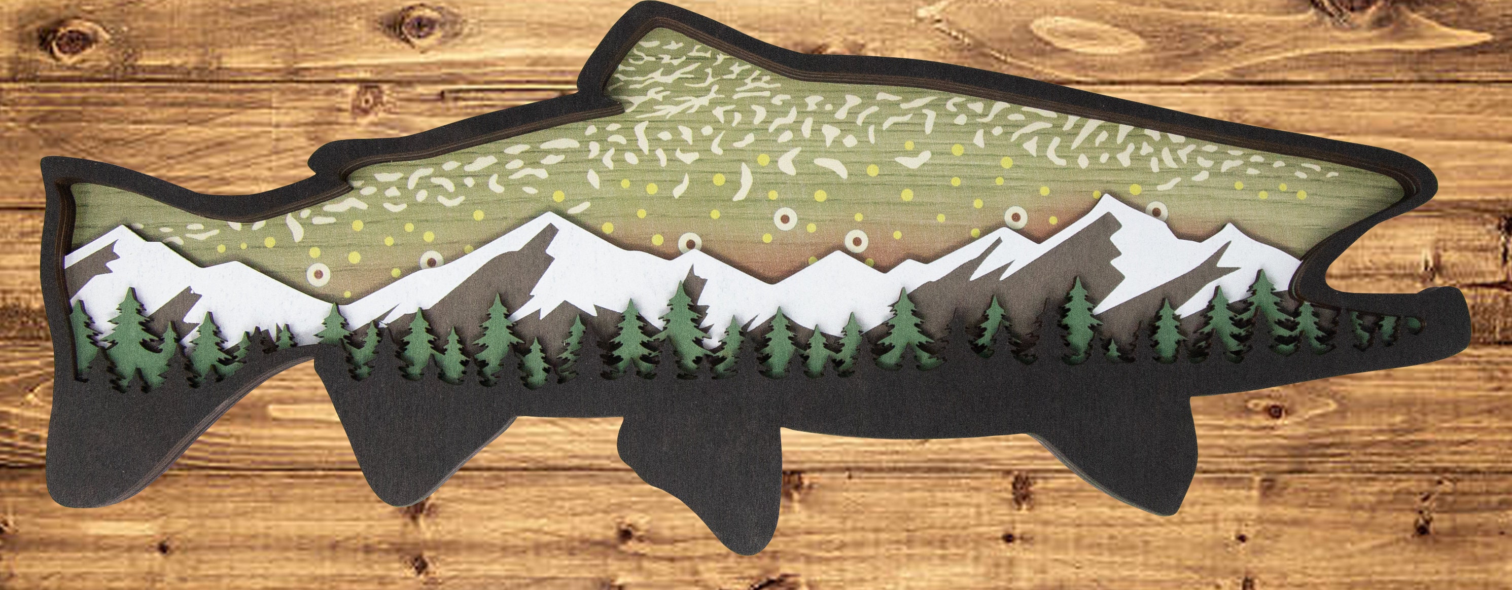 Brook Trout Wall Decor, Layered Wood Fish Art, Fly Fishing Trout Art ...