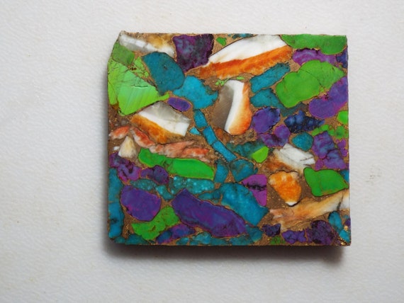 Turquoise and Spiny Oyster Compressed Turquoise Slab for - Etsy