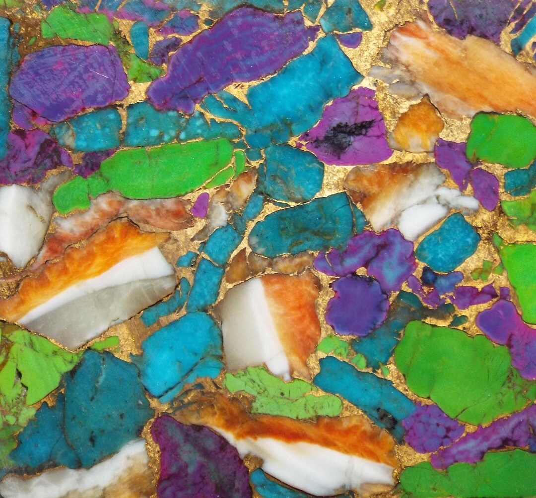 Turquoise and Spiny Oyster, Compressed Turquoise, Slab for Display ...