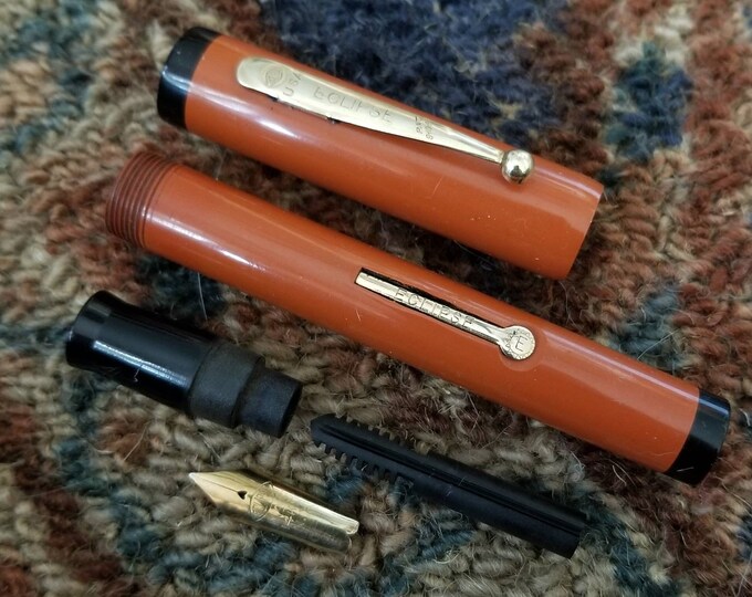 1920's Eclipse Oversize Coral/orange Fountain Pen Parker Lucky Curve ...