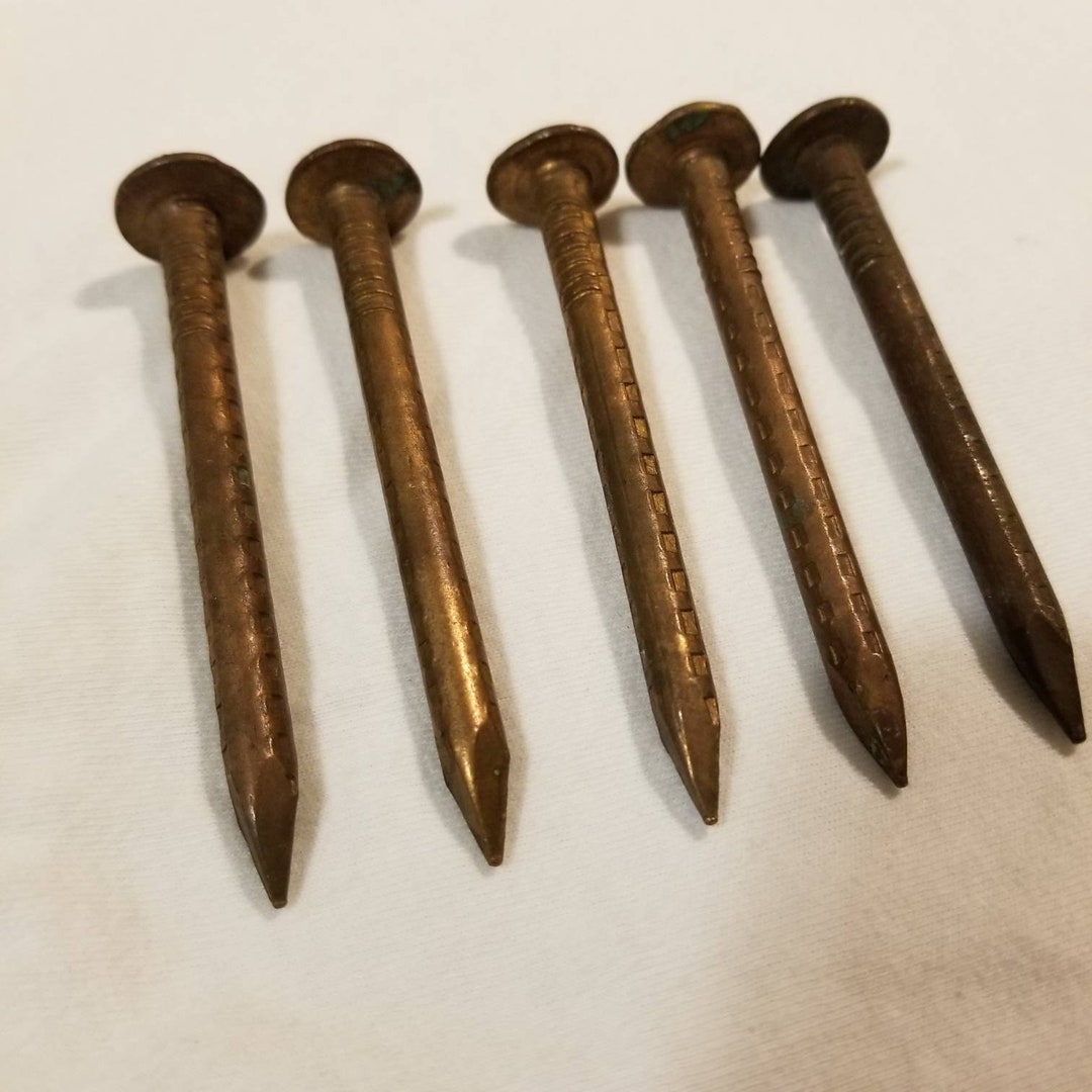 Vintage Railroad Copper Date Nails Set of 5 Unused Industrial Furniture ...