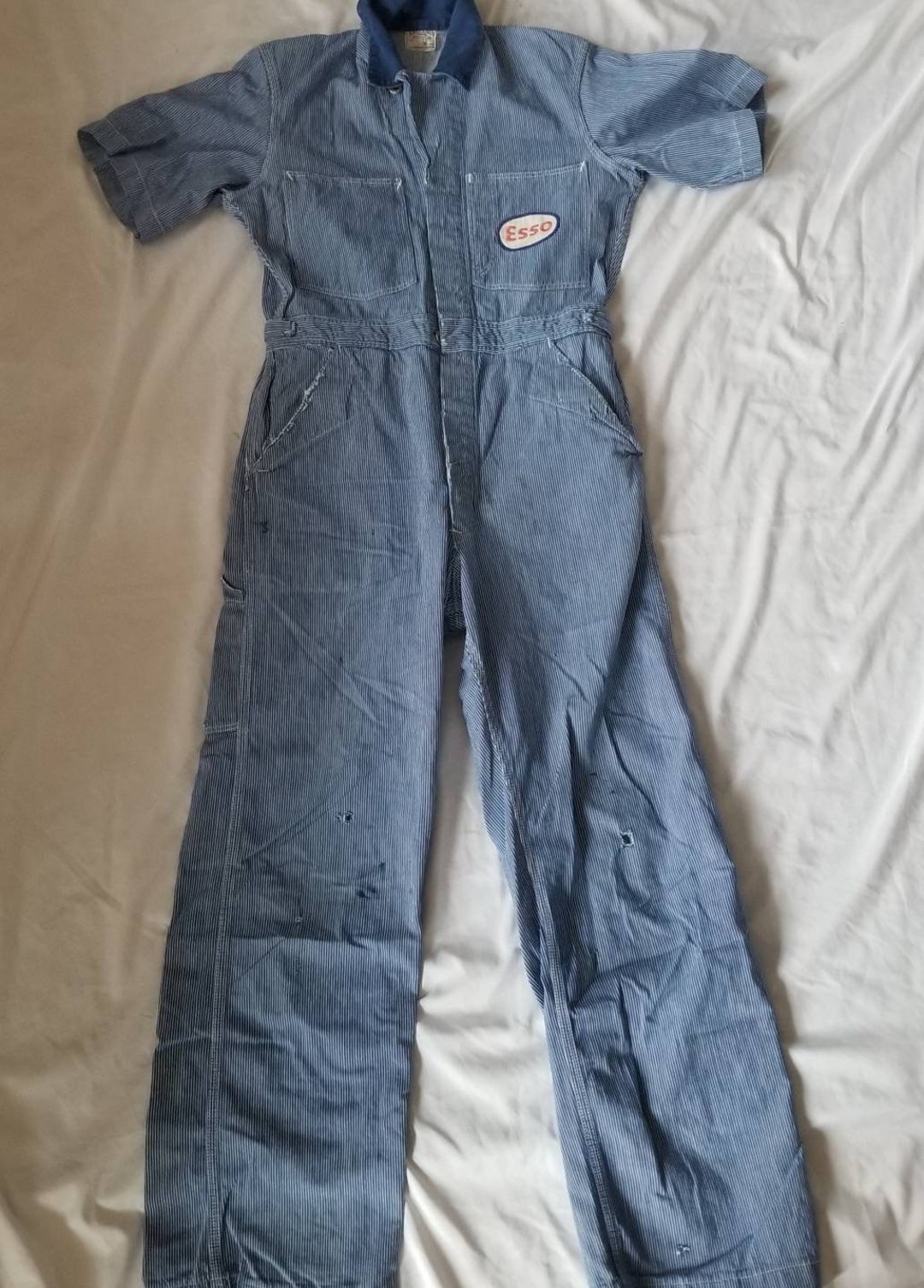 Vintage Esso Gas Station Mechanics Coveralls Size 36 Short Sleeve Retro ...