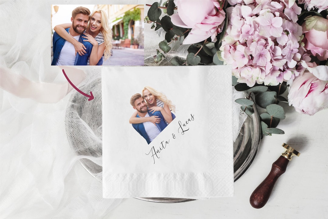 Custom Logo Napkins, Colorful Monogram Napkins, Full Color Cocktail ...