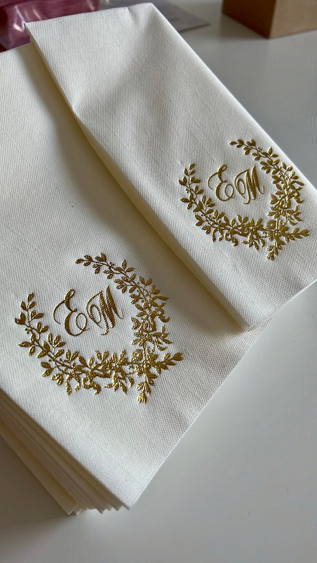 Personalized Napkins, Soft Linen Like Napkins Disposable, Gold Foil, Personalized Napkins ...
