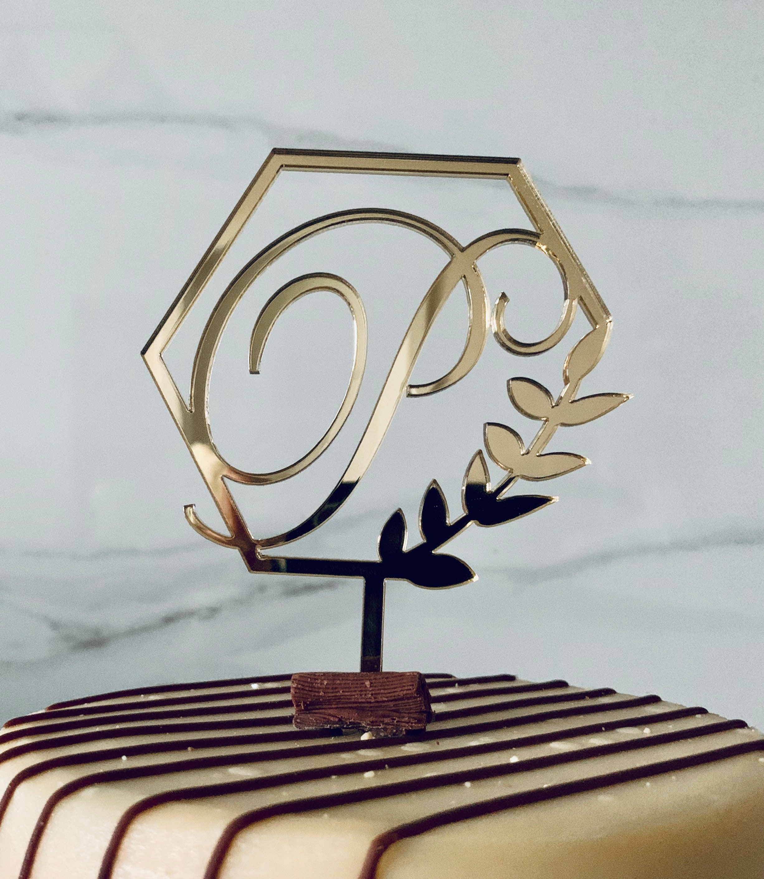 Cake Topper Geometric Elegant Gold Wedding Cake Topper Last - Etsy