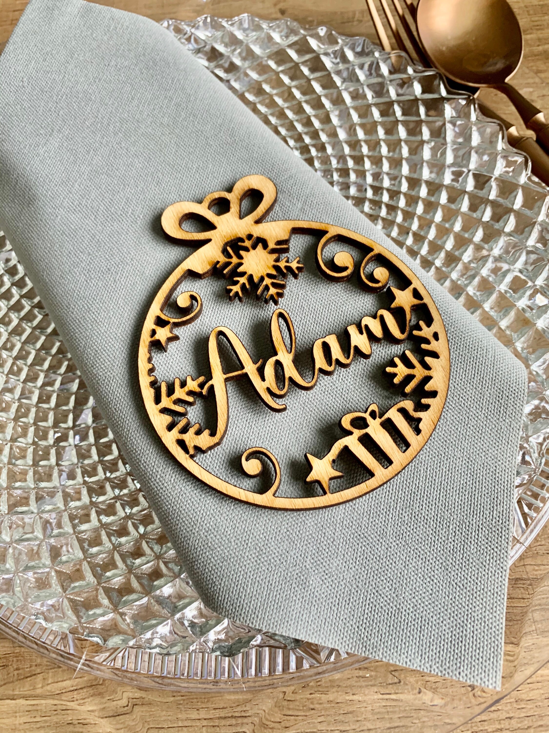 Custom Christmas baubles with name CHRISTMAS gift tags Laser | Etsy