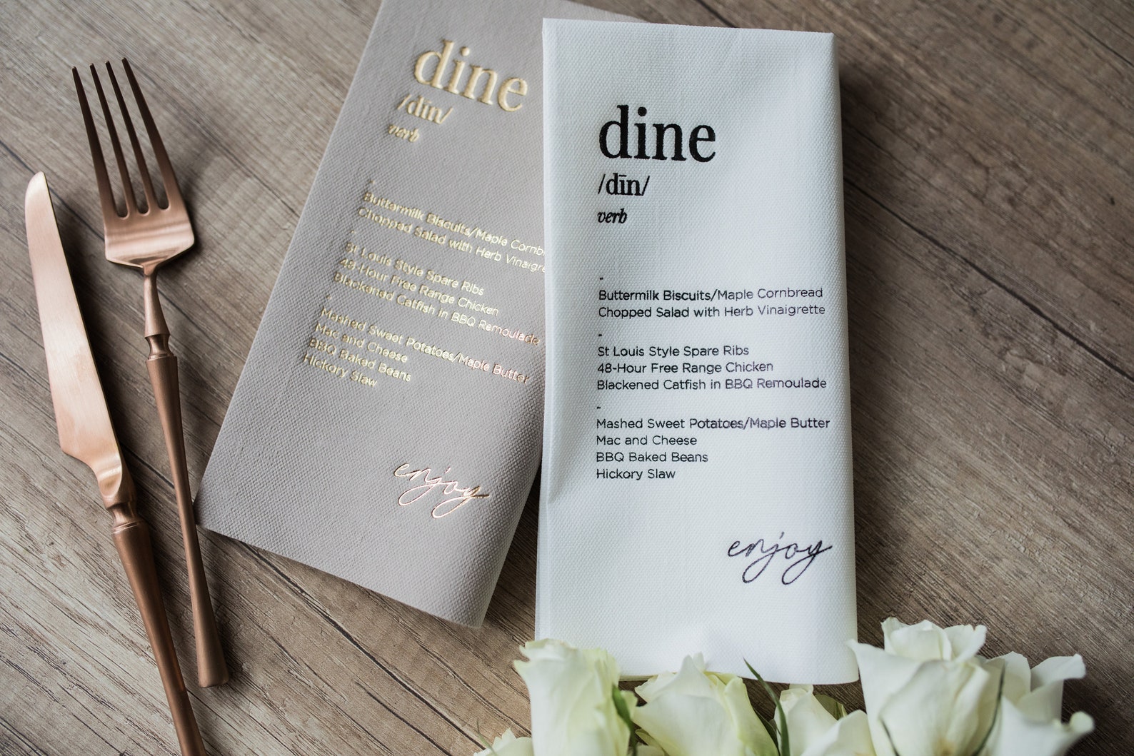 Wedding Menu Card on Napkins, Personalized Napkins, Gold Foil, Wedding ...