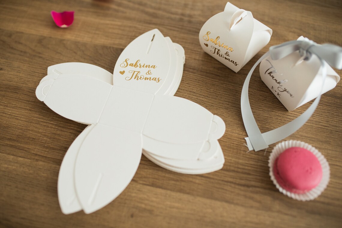 30 Personalized Wedding Favor Boxes for Guests Gold Foil - Etsy
