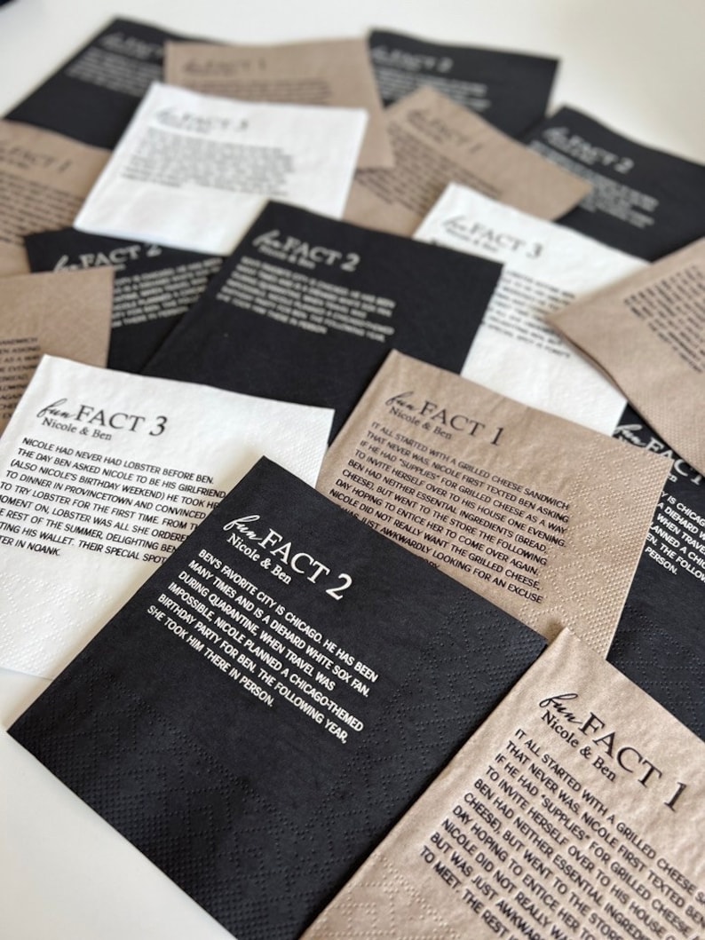 Pack of Fun Fact Napkins 100 Pieces Custom Napkins Wedding - Etsy
