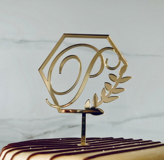 Cake Topper Geometric Elegant Gold Wedding Cake Topper Last | Etsy