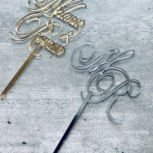 Cake Topper, Elegant Monogram, Gold Wedding Cake Topper, Initials ...