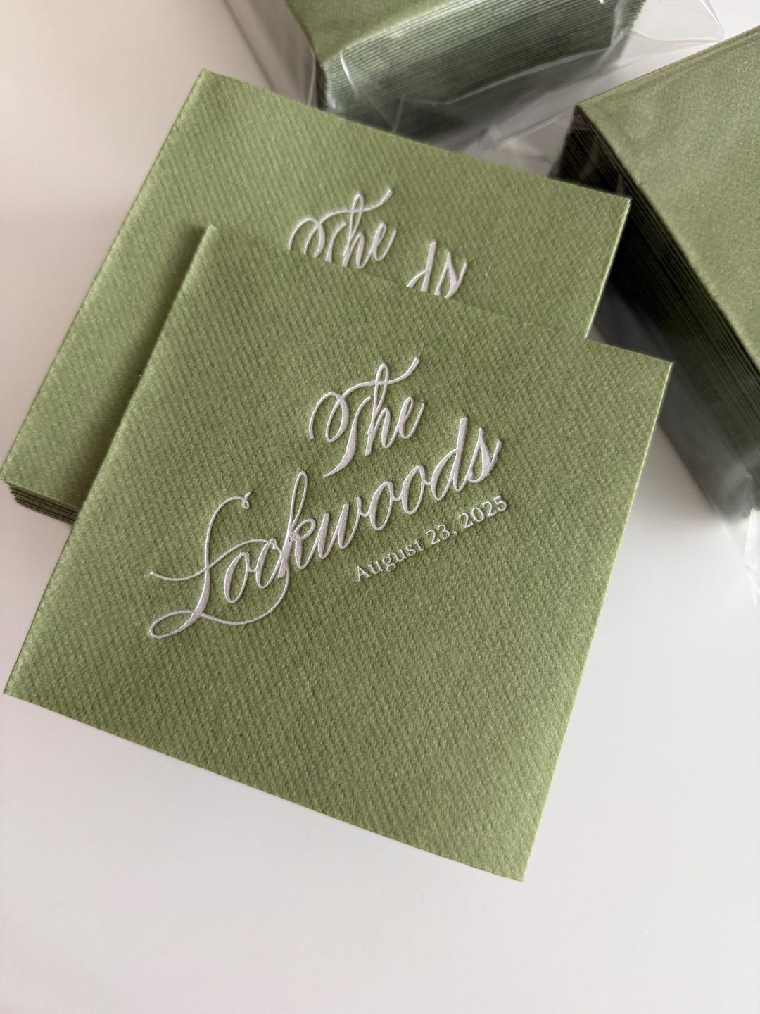 Personalized Cocktail Napkins Wedding, Soft Linen Like, Gold Foil ...