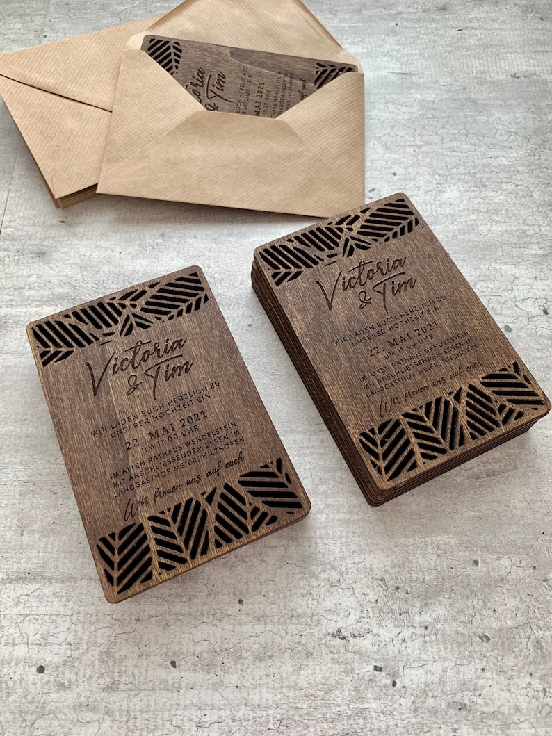 Wood Wedding Invitation, Wooden Laser Engraved Wedding Invitation ...