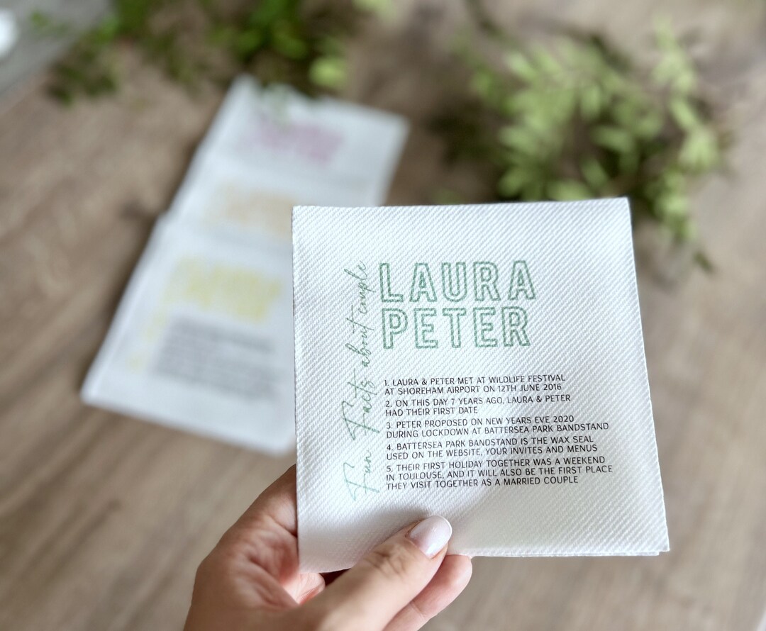 Full Color Cocktail Napkins, Modern Fun Fact Napkins, Custom Napkins ...