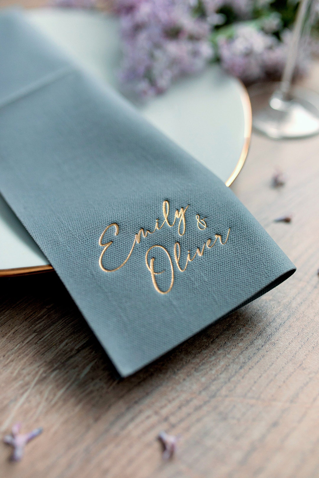Personalized Napkins, Soft Linen Like Napkins Disposable, Gold Foil ...