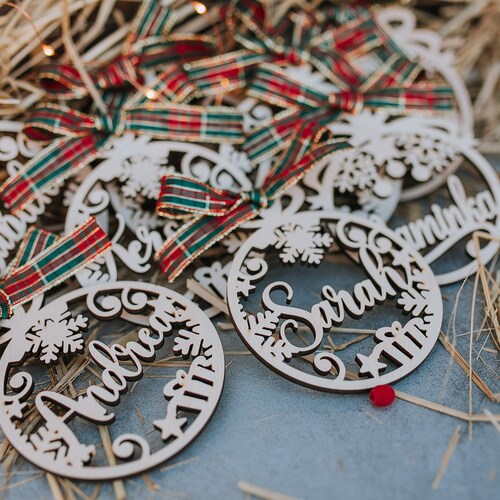 Custom Christmas Baubles With Name CHRISTMAS Gift Tags Laser - Etsy