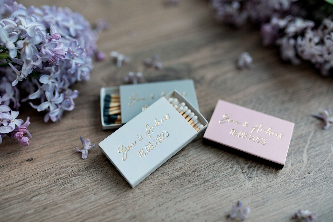 Foiled Wedding Matchboxes, Gold Foil Matches, Personalized Matches ...