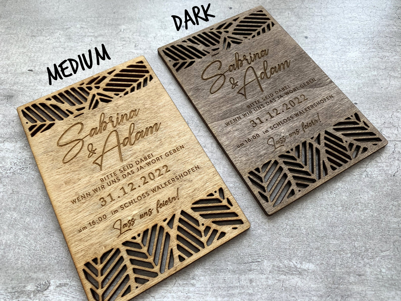 Wood Wedding Invitation, Wooden Laser Engraved Wedding Invitation ...