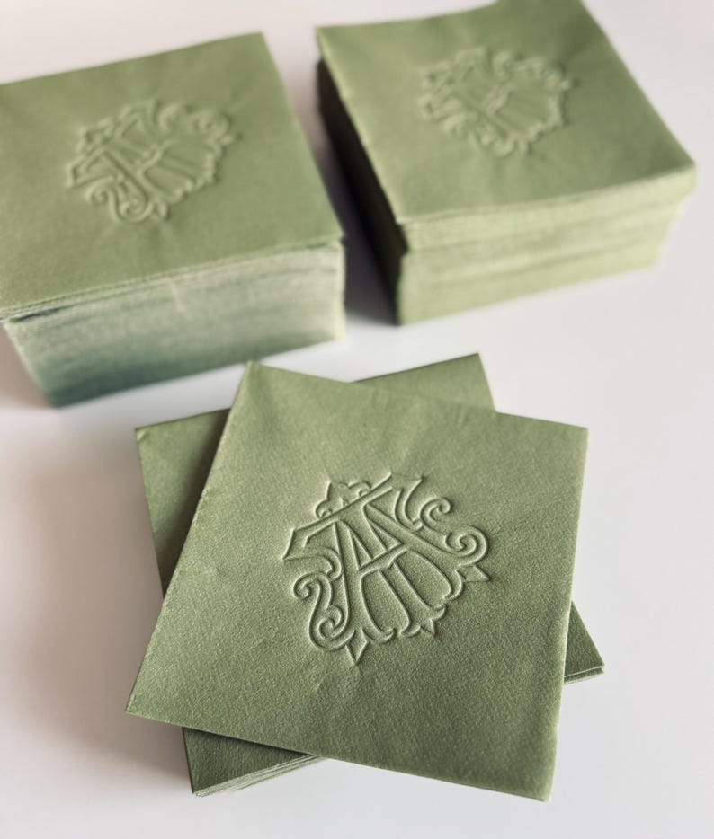 Embossed Napkins, Personalized Cocktail Napkins Wedding, Soft Linen ...