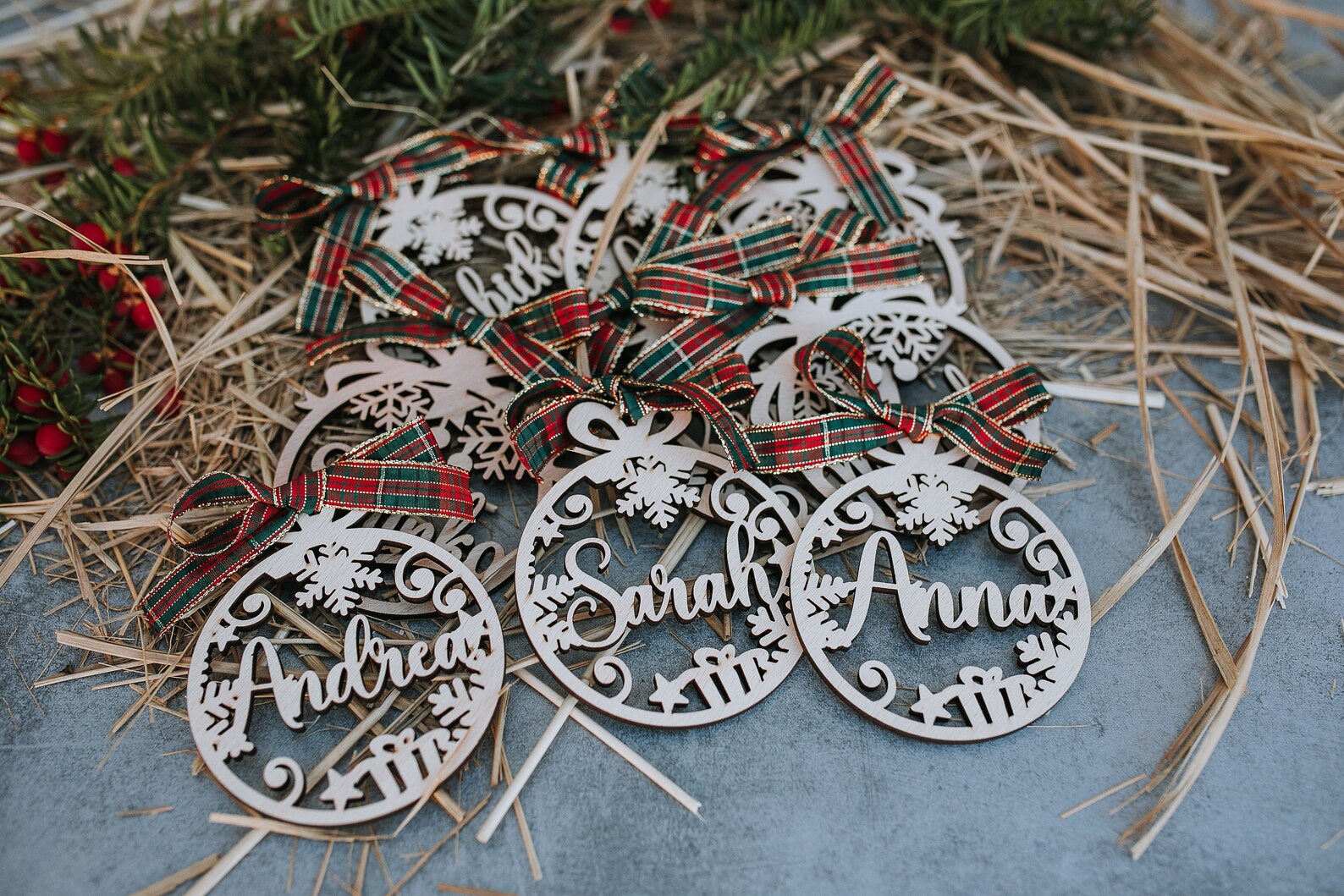 Custom Christmas Baubles With Name CHRISTMAS Gift Tags Laser | Etsy