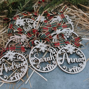 Custom Christmas Baubles With Name, CHRISTMAS Gift Tags, Laser Cut Wood ...