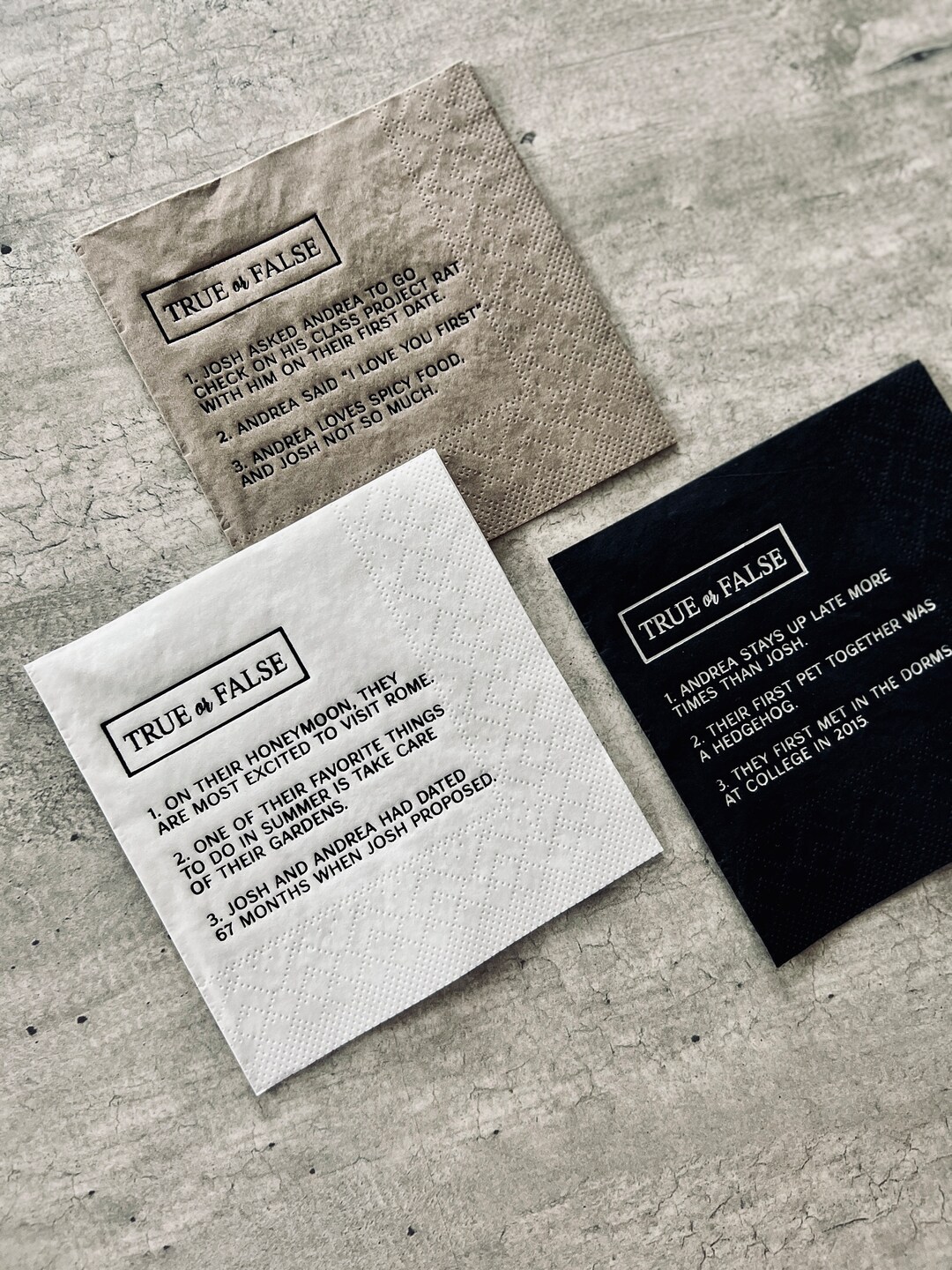 Pack of True or False Napkins 50 Pieces, Truths and a Lie Napkins ...