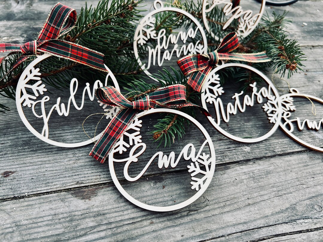 Custom Christmas Baubles With Name, CHRISTMAS Gift Tags, Laser Cut Wood ...