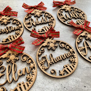 Custom Christmas baubles with name CHRISTMAS gift tags Laser | Etsy