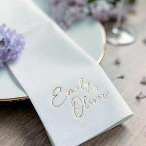 Personalized Napkins, Soft Linen Like Napkins Disposable, Gold Foil ...