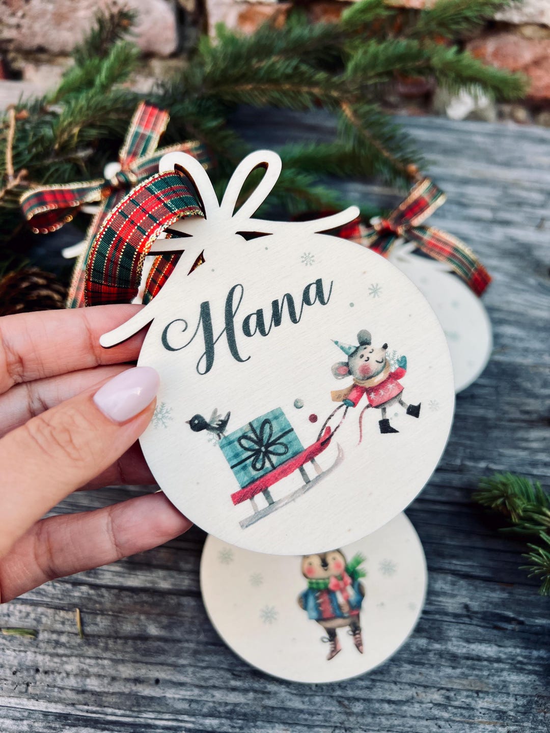 Custom Christmas Baubles With Name, CHRISTMAS Gift Tags, Laser Cut Wood ...