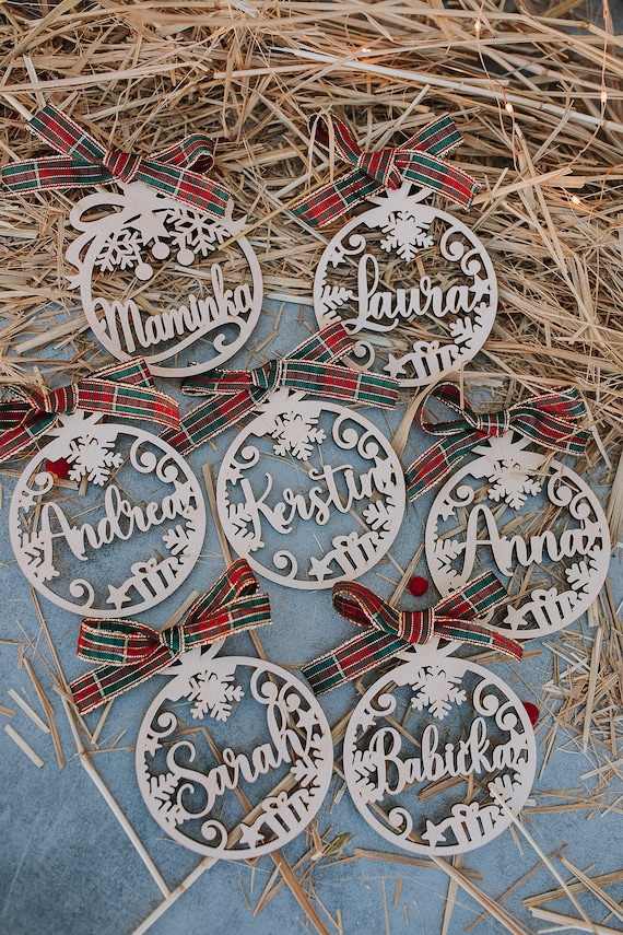 Custom Christmas Baubles With Name CHRISTMAS Gift Tags Laser | Etsy
