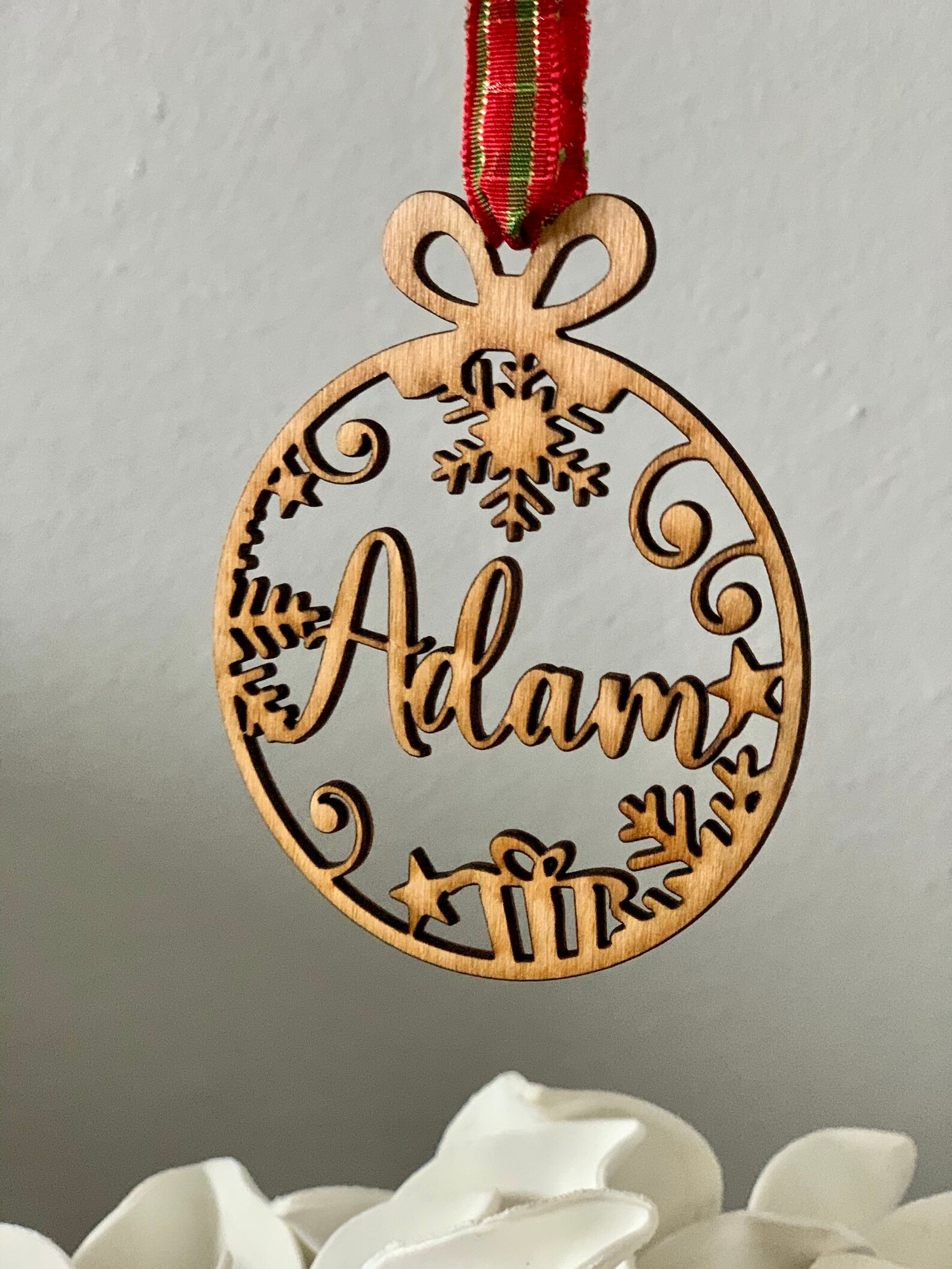 Custom Christmas baubles with name CHRISTMAS gift tags Laser | Etsy