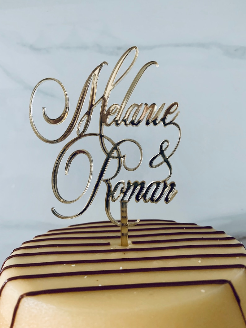 Cake Topper Elegant Monogram Gold Wedding Cake Topper - Etsy