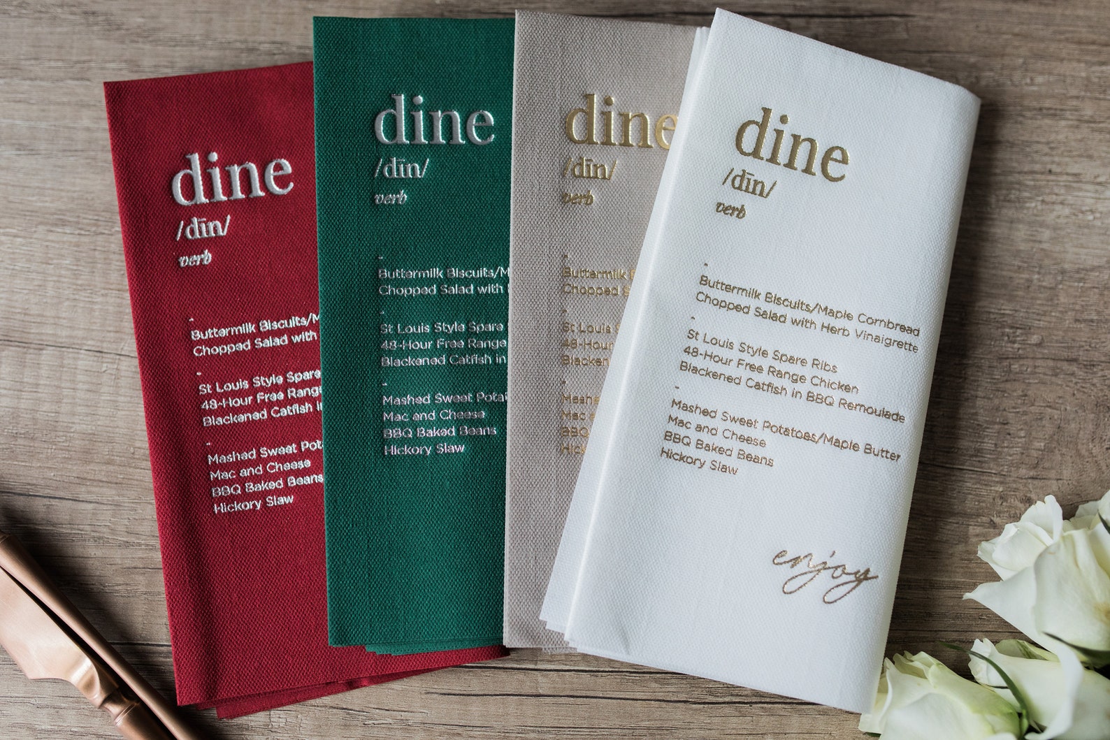 Wedding Menu Card Printed on Napkins Personalized Napkins | Etsy