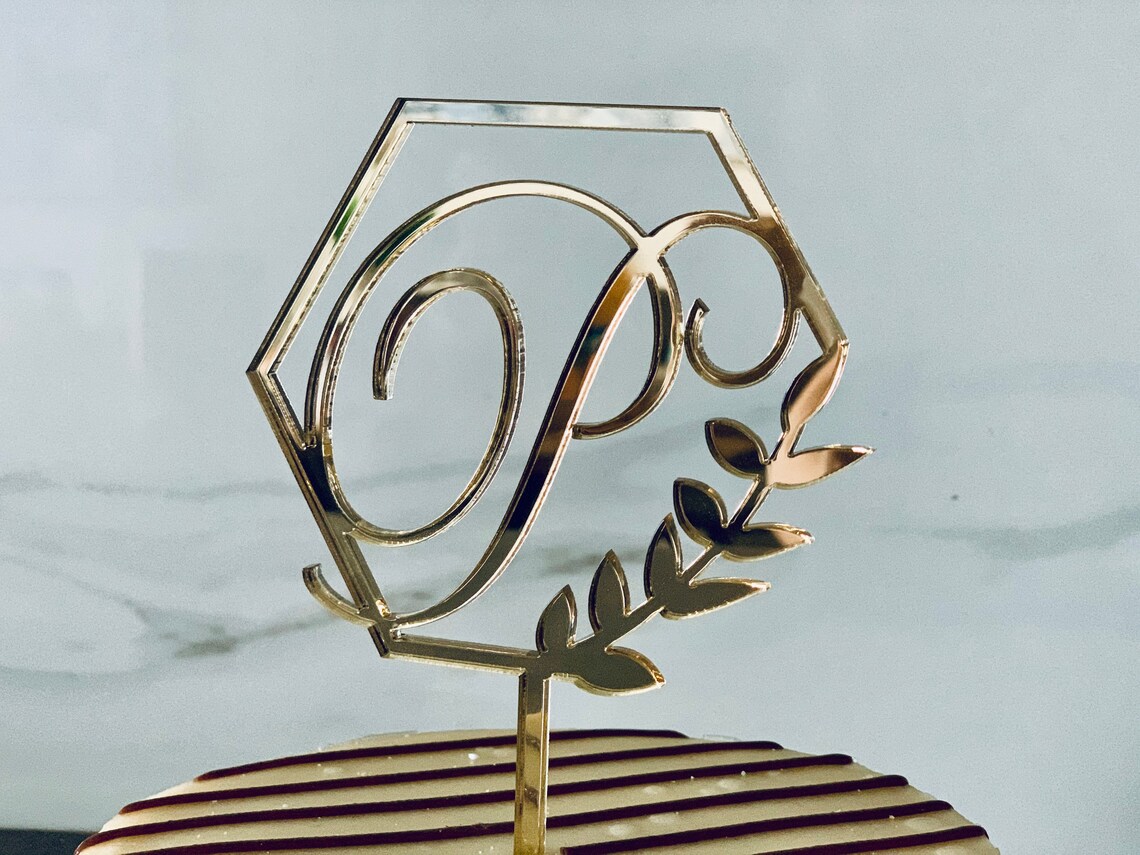 Cake Topper Geometric Elegant Gold Wedding Cake Topper Last - Etsy
