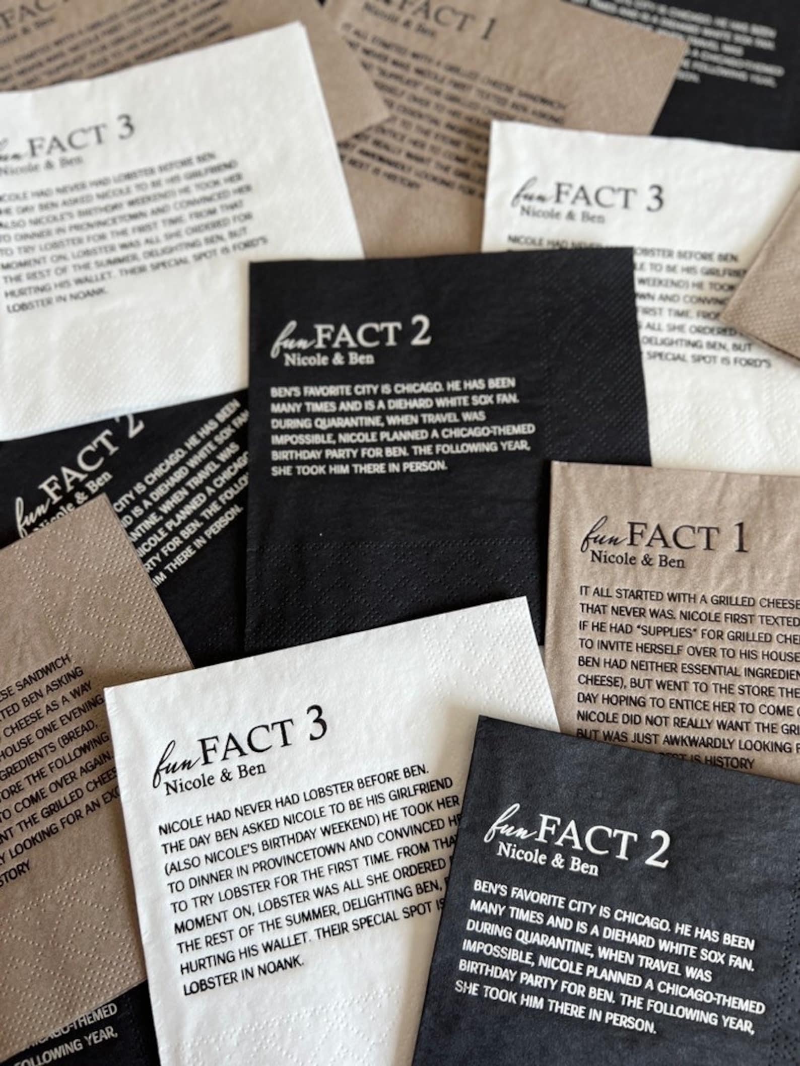 Pack of Fun Fact Napkins 100 Pieces, Custom Napkins, Wedding Napkins ...