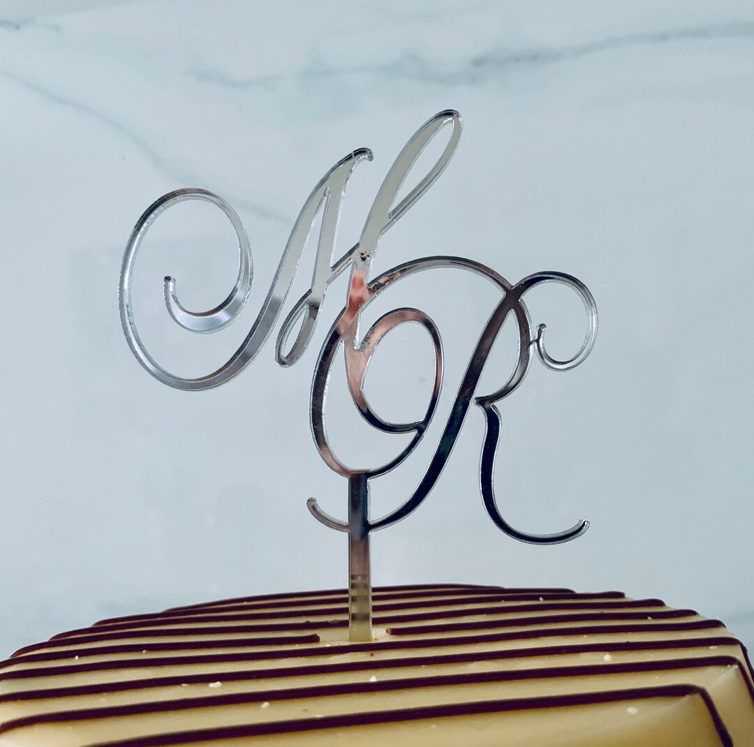 Cake Topper, Elegant Monogram, Gold Wedding Cake Topper, Initials ...