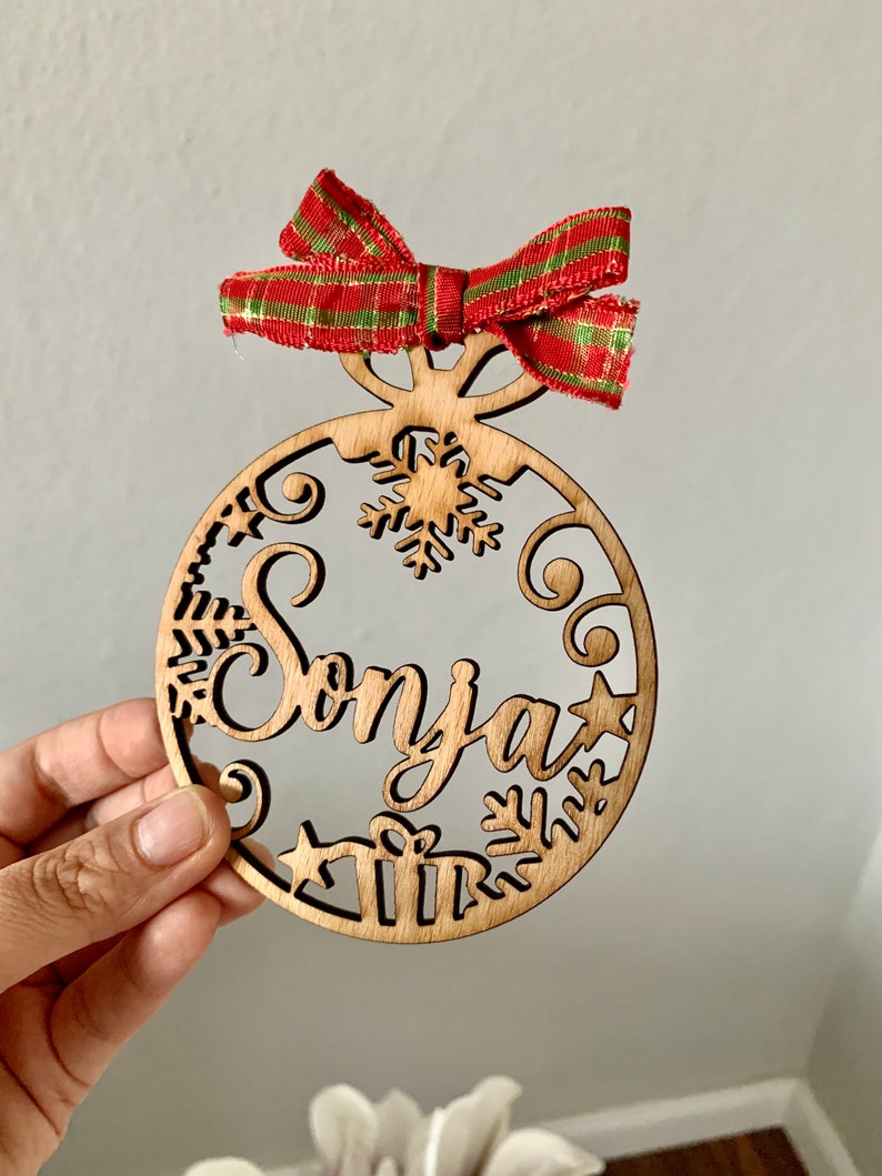 Custom Christmas baubles with name CHRISTMAS gift tags Laser | Etsy