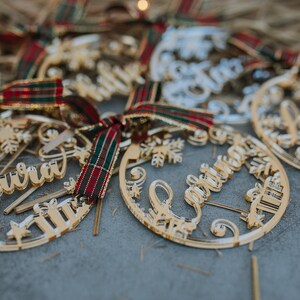 Custom Christmas Baubles With Name, CHRISTMAS Gift Tags, Laser Cut Wood ...