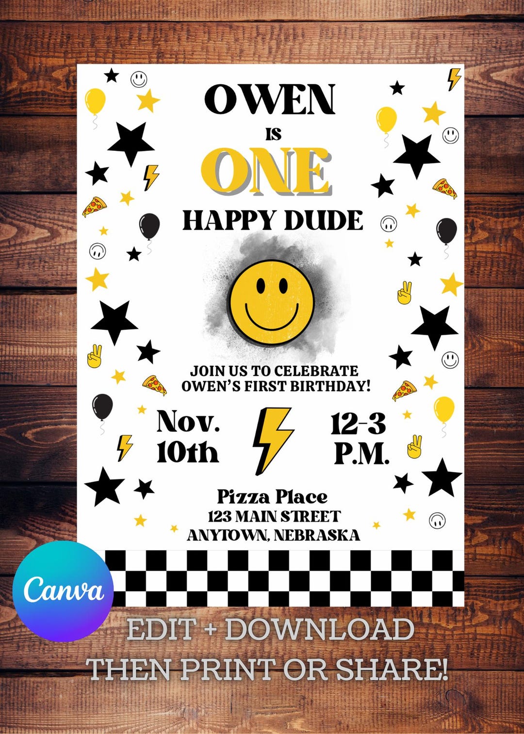 ONE Happy Dude Invitation Template Includes a FREEBIE With Purchase ...
