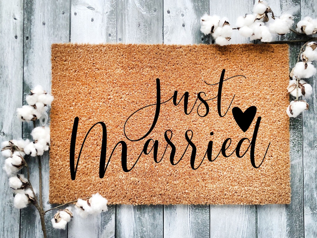 Just Married Doormat, Handmade Doormat, Wedding Gift, Housewarming Gift ...