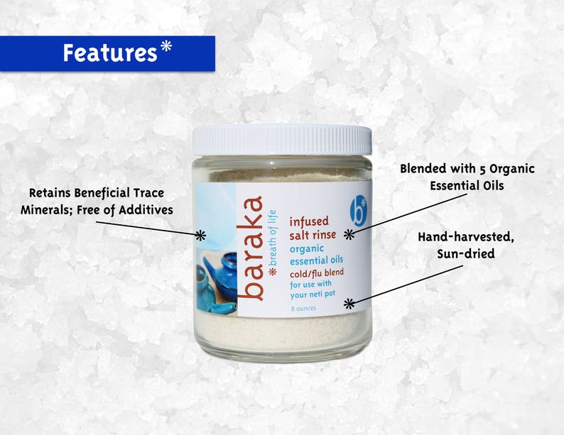 Baraka Infused Salt Rinse 4oz- French Atlantic Sea Salt With Essential ...