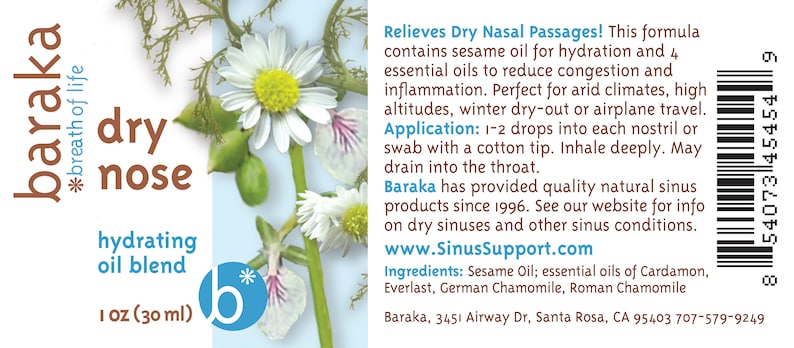 Baraka Dry Nose Oil Organic Aromatherapy Oil 1oz | Etsy