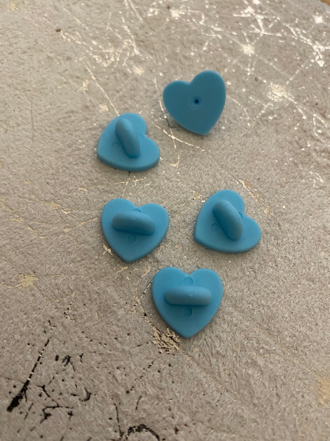 1 Blue Heart Rubber Back - Pin Backs, Rubber Backs, Rubber Pin Back ...