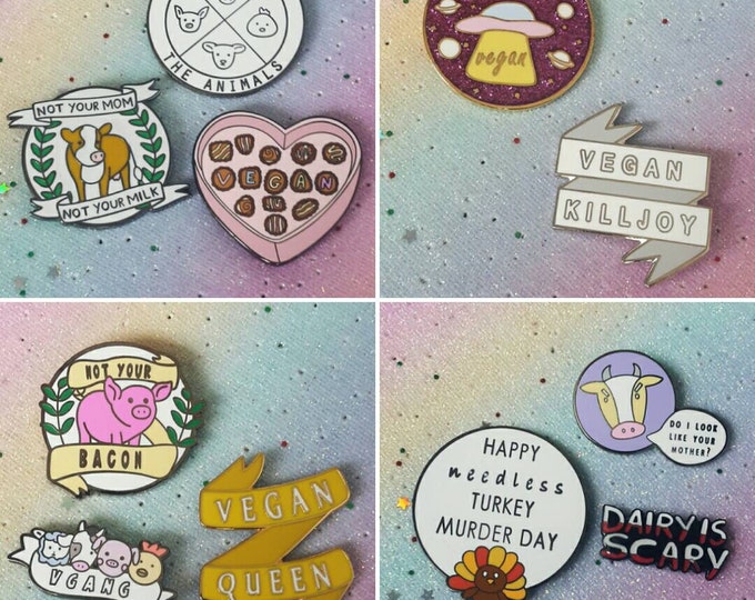Vegan Mystery Seconds Enamel Pins - Vegan Pin, Vegan Enamel Pin, Vegan ...